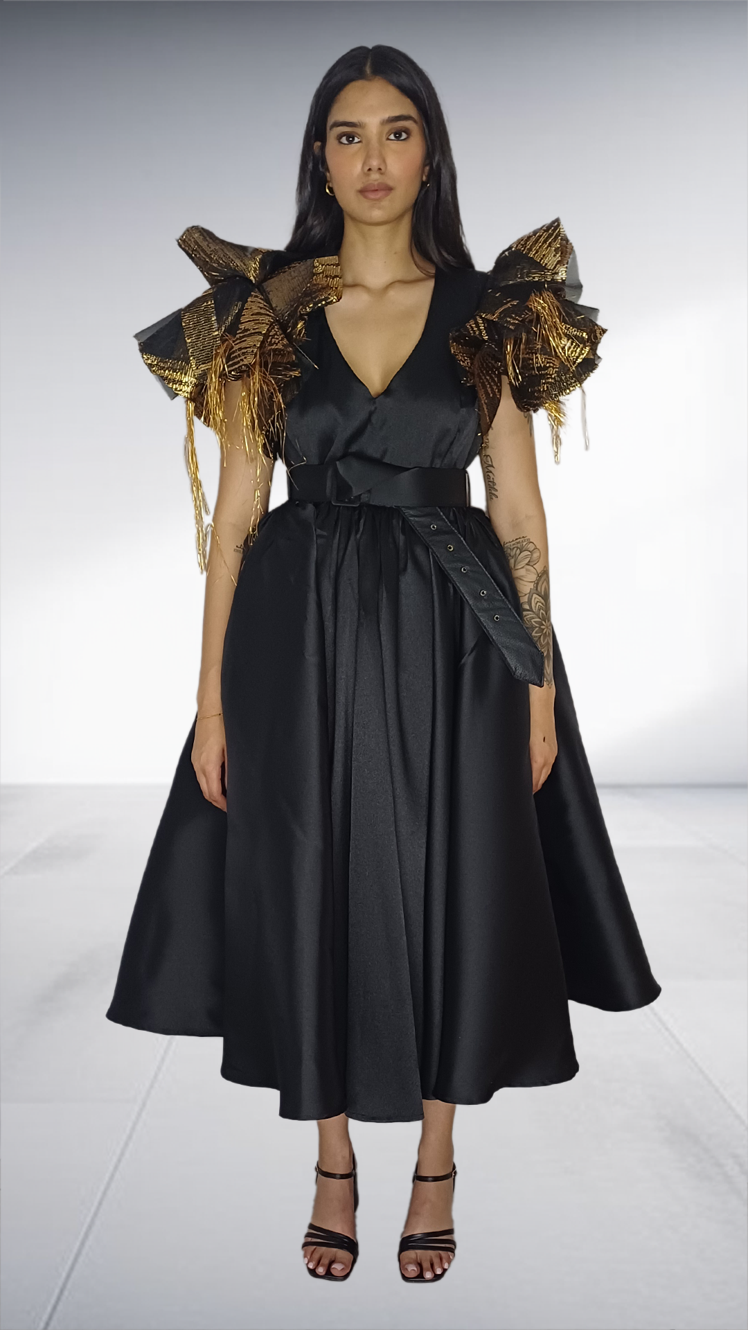 B Mashilo Lehlokwe the Dress - Elegant Black Dress with Gold Detailing ...