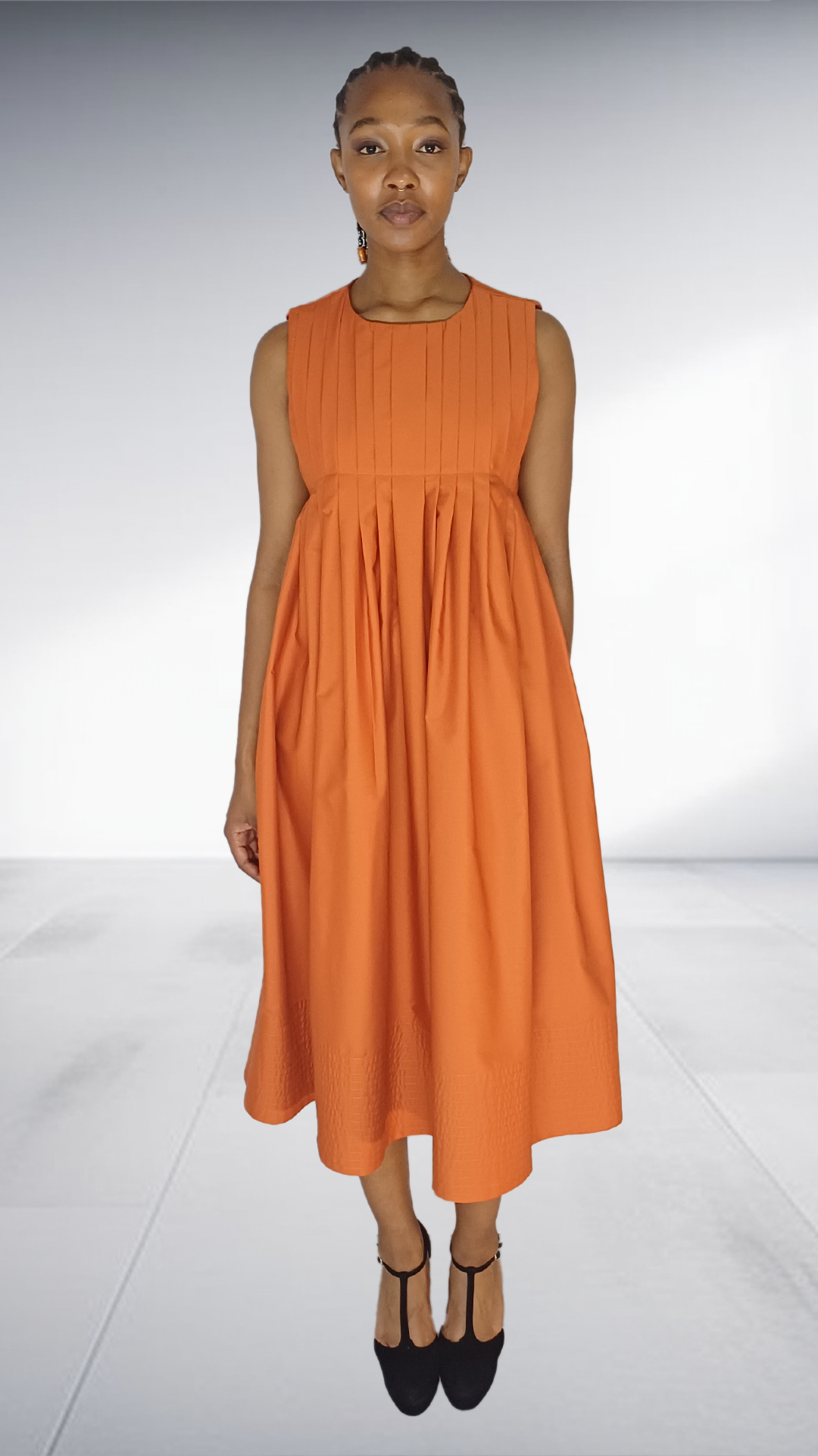 Anissa Mpungwe JAJAH DRESS - Burnt Orange Pleated Maxi Dress ...